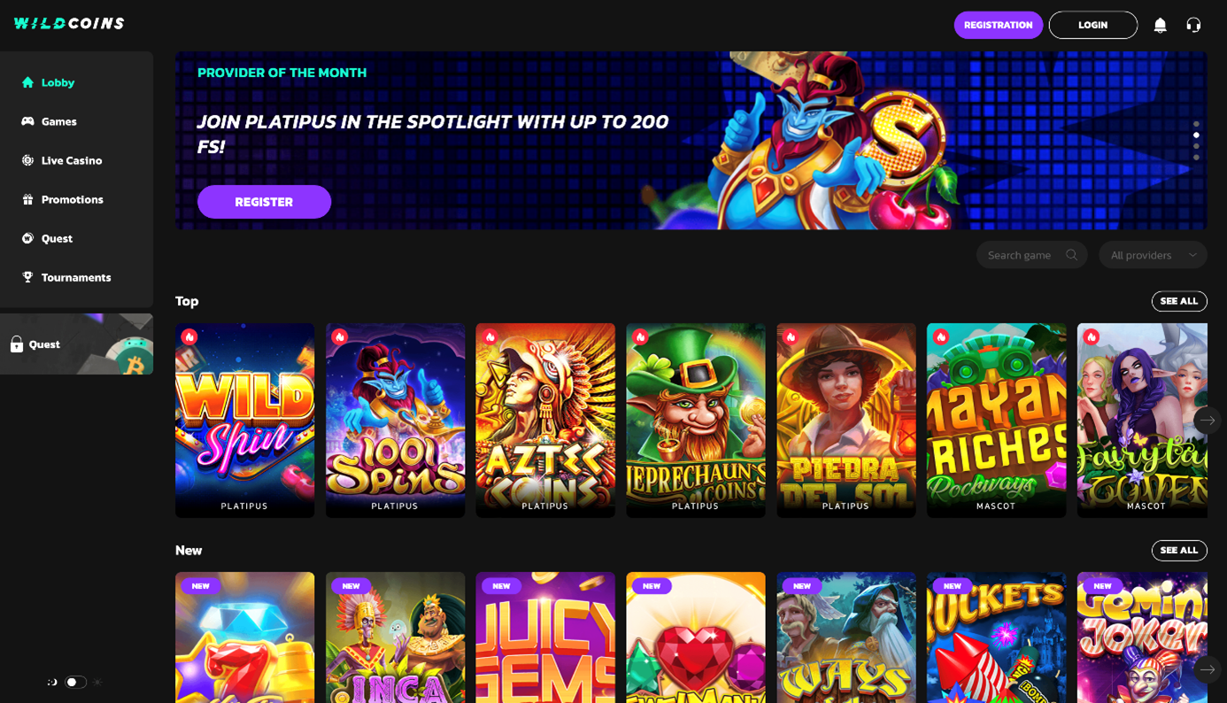 Wildcoins casino review - Sign Up Bonus | KryptoGambling.com